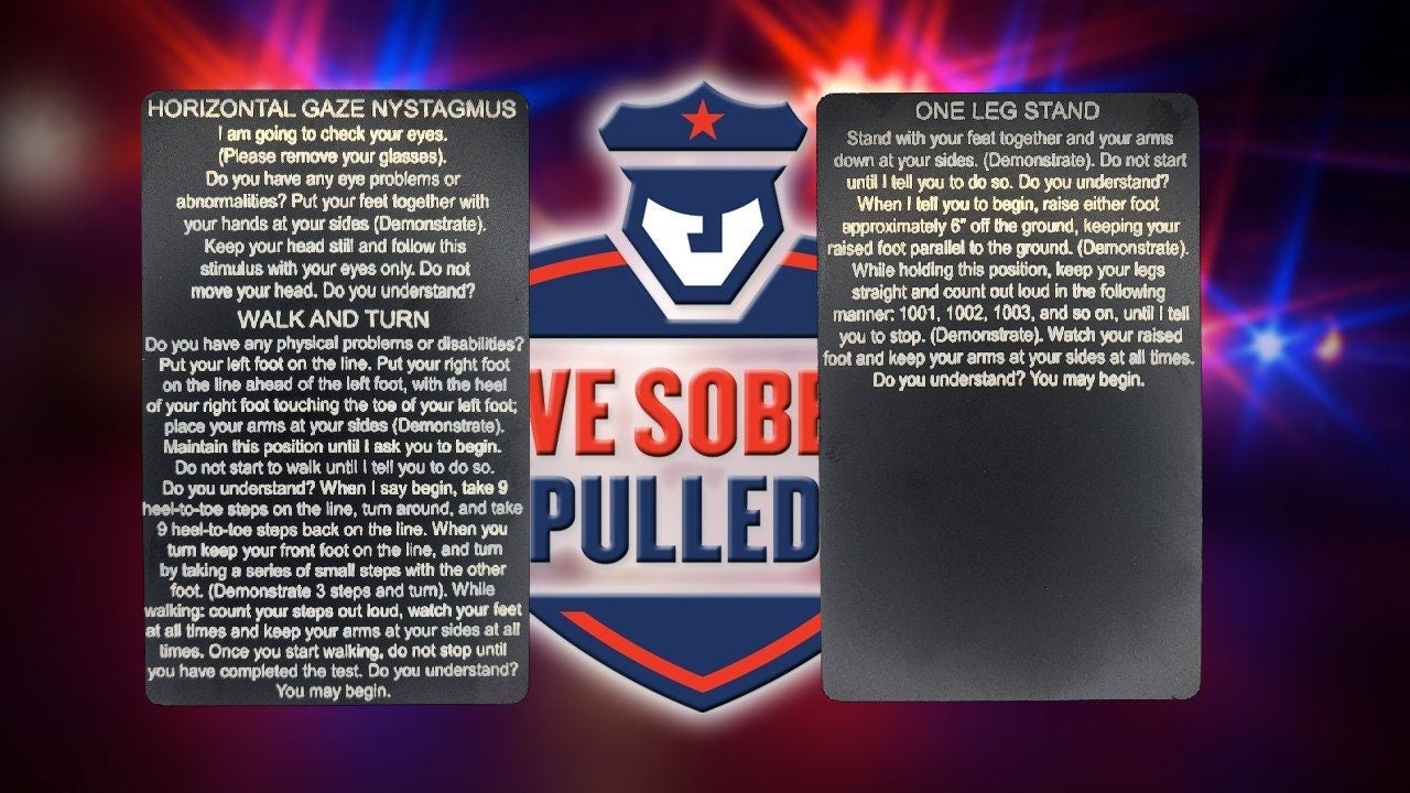 Metal NHTSA SFST Guidelines Card - field sobriety, law enforcement ...